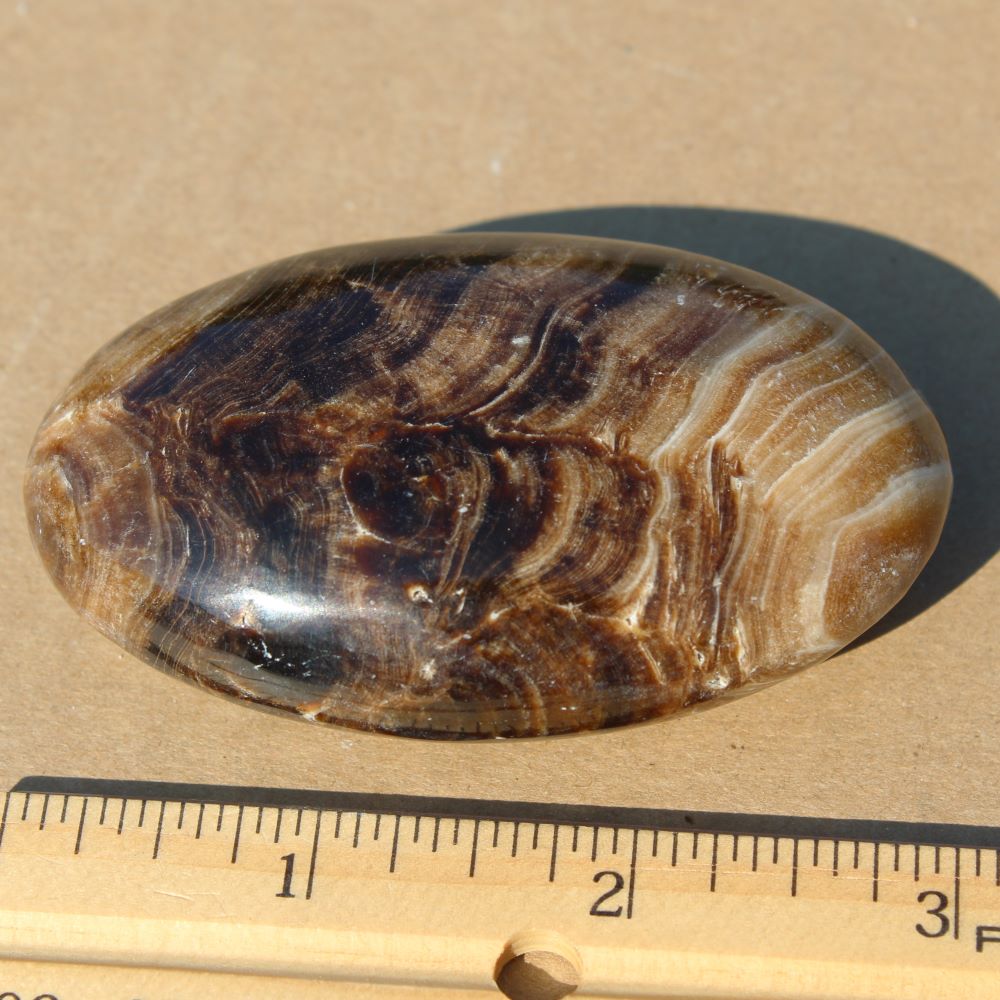 Chocolate Calcite Palm Stone - Bey's Rock Shop
