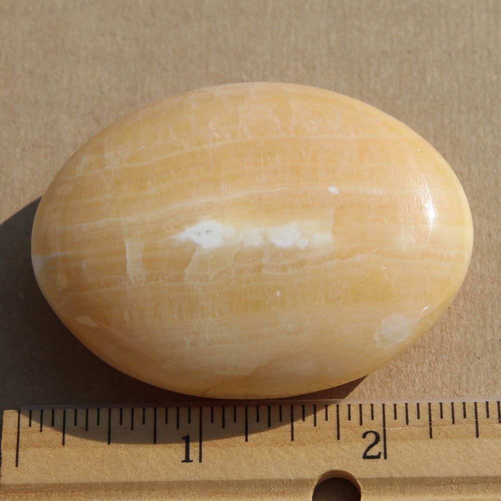 Yellow & White Calcite Palm Stone - Bey's Rock Shop
